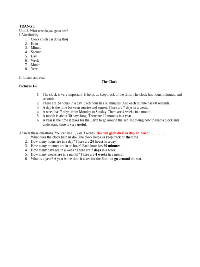 Book 3 unit 5 | PDF | Hour