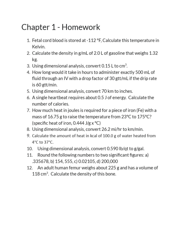 Science Homework Problem Set | PDF