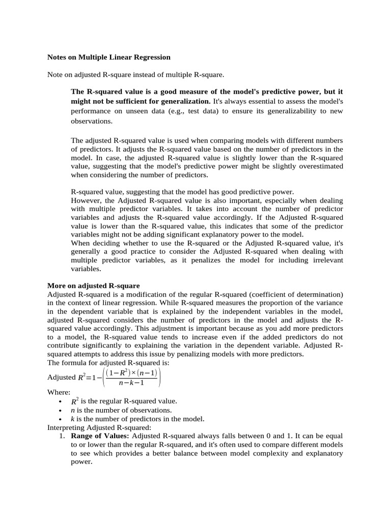 Important Points For Regression | PDF | Coefficient Of Determination | Linear Regression