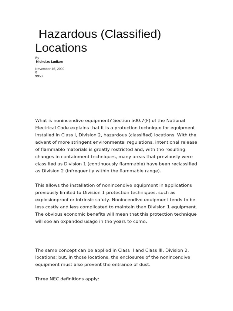 Nonincendive | PDF | Electrical Wiring | Electrical Engineering