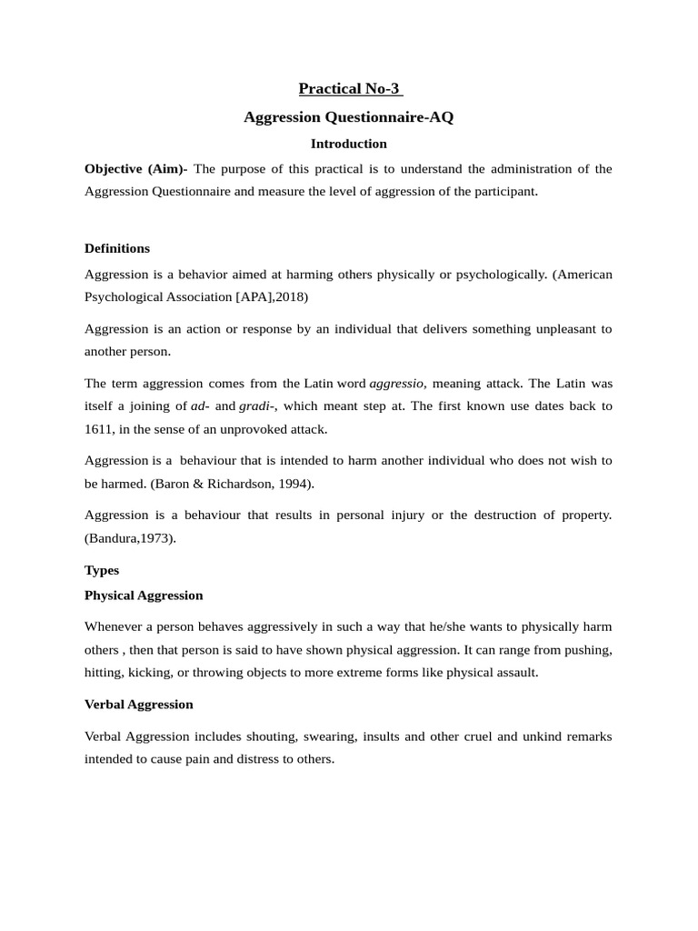 AGGRESSION | PDF | Aggression | Psychology