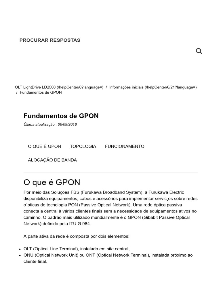 Artigo - Fundamentos de GPON | PDF | Rede de computadores | Topologia de rede