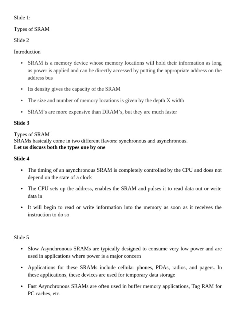 Types of Sram Theory | PDF | Random Access Memory | Central Processing Unit