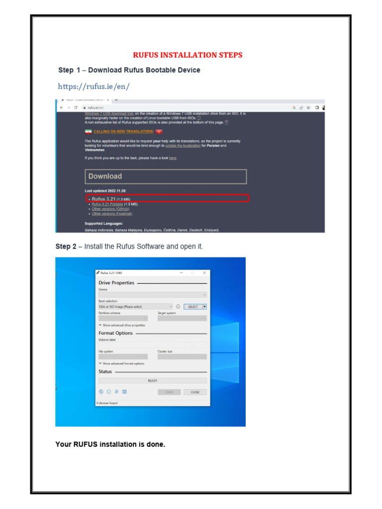 Rufus Installation Steps | PDF
