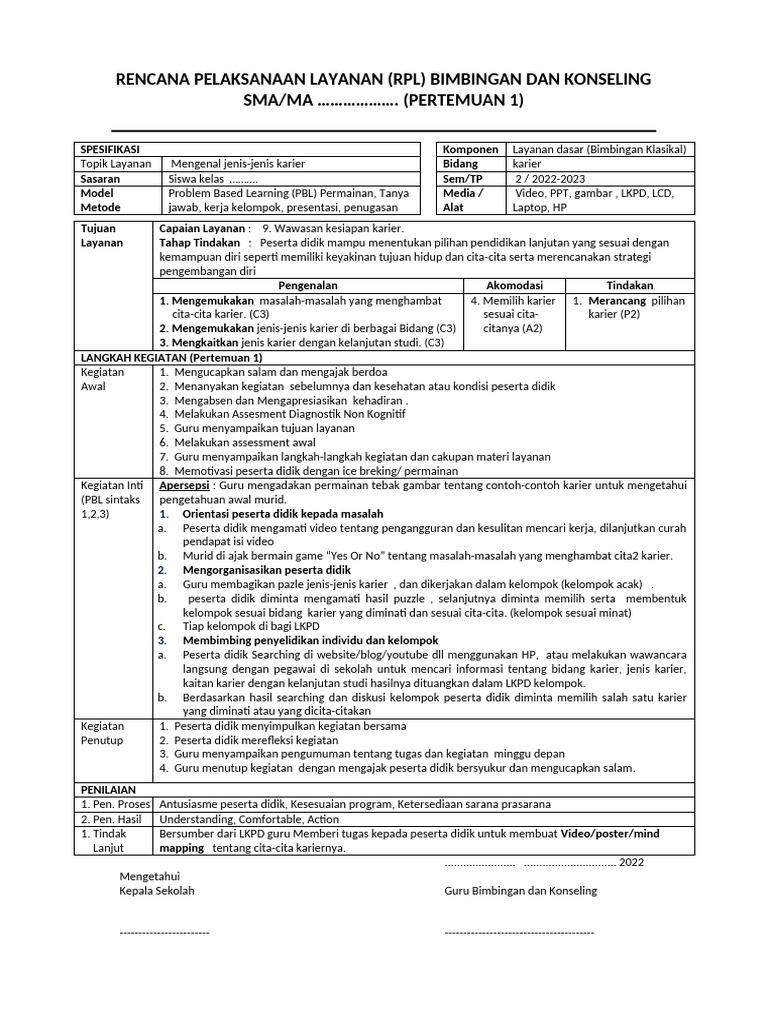 RPL BK - Mengenal Jenis-Jenis Karier | PDF