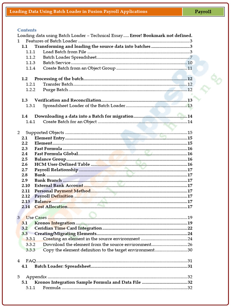 Loading Data Using Batch Loader in Fusion Payroll Applications | PDF ...