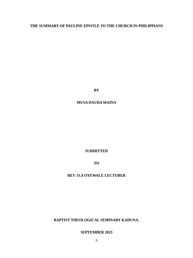 Dauda The Summary of Revelatuon | PDF | Epistle To The Philippians ...