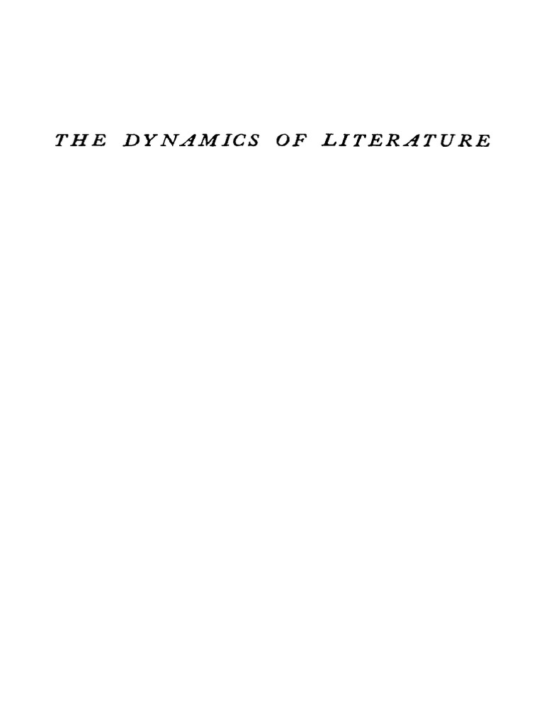 The Dynamics of Literature | PDF | Experience | Thought