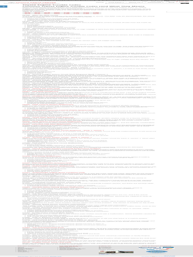 Toyota Engine Trouble Codes & Diagnostics - Toyota Parts Center | PDF ...