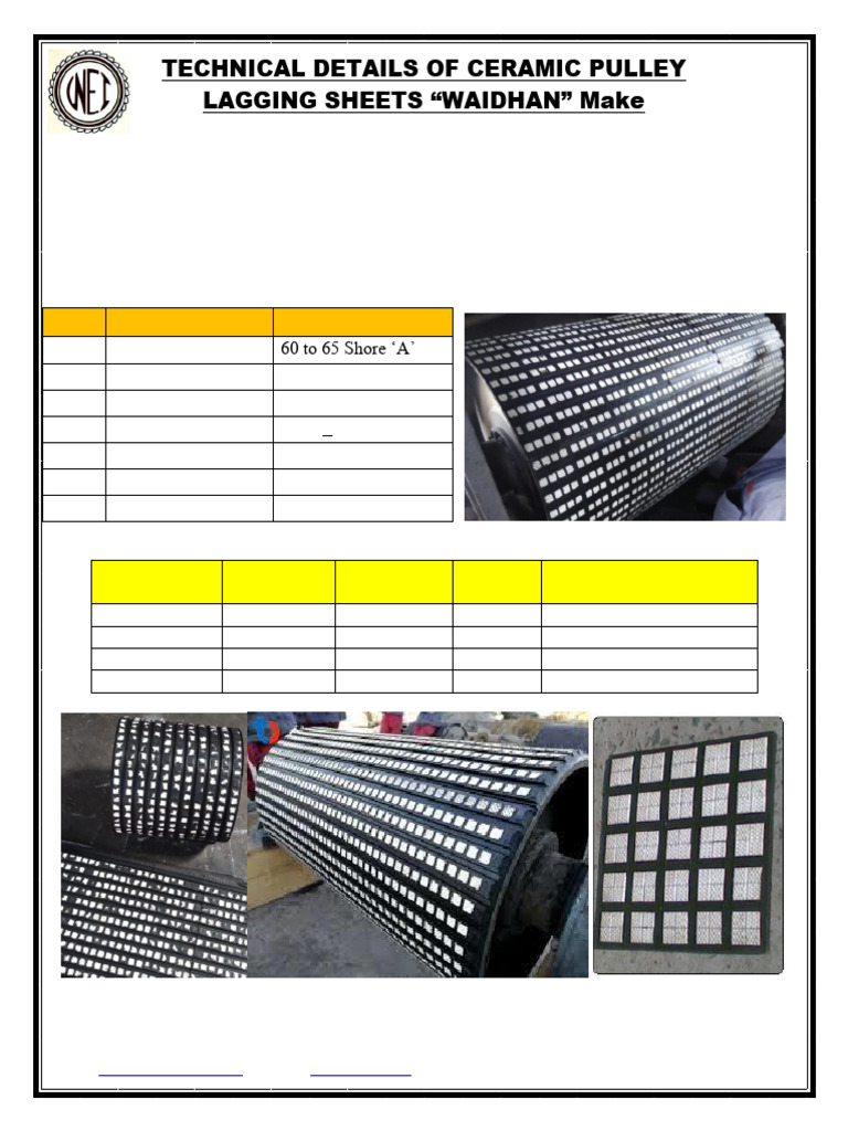 Ceramic Pulley Lagging Sheet | PDF