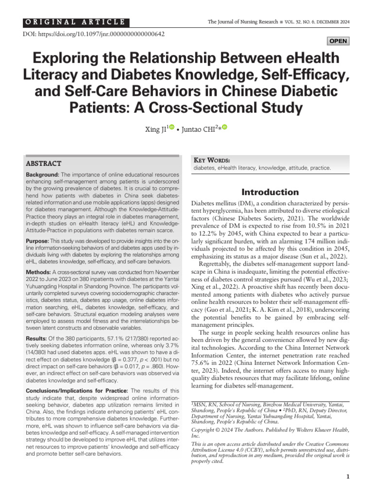 Exploring The Relationship Between Ehealth.5 | PDF | Diabetes | Psychology