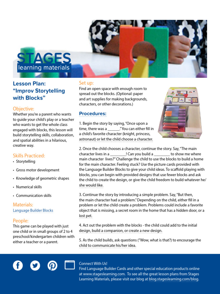 Lesson Plan: "Improv Storytelling With Blocks": Set Up | PDF ...