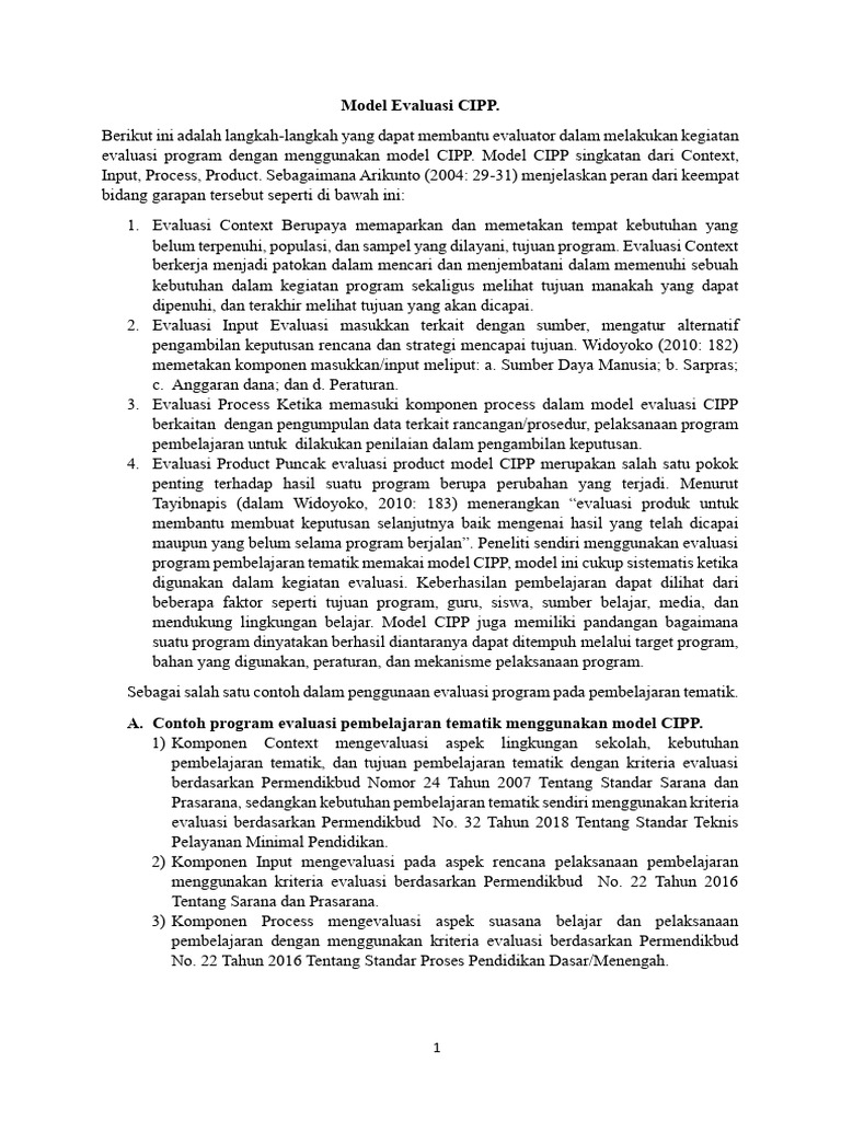 Evaluasi Program Model CIPP | PDF