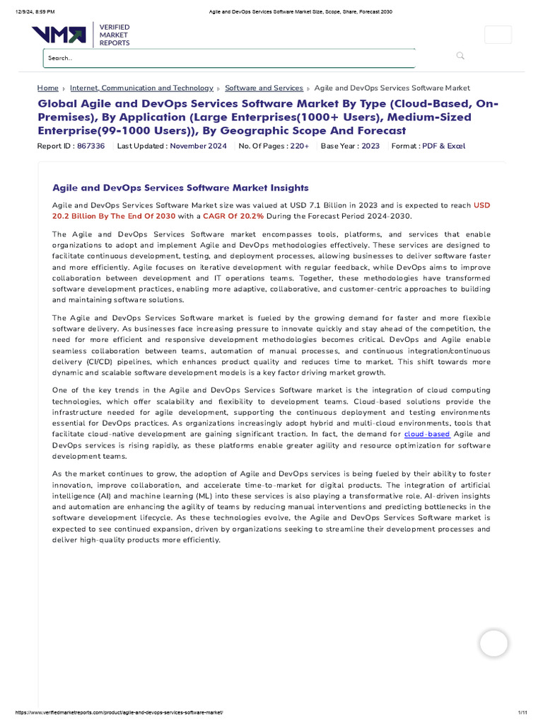 Agile and DevOps Services Software Market Size, Scope, Share, Forecast 2030 | PDF | Cloud ...