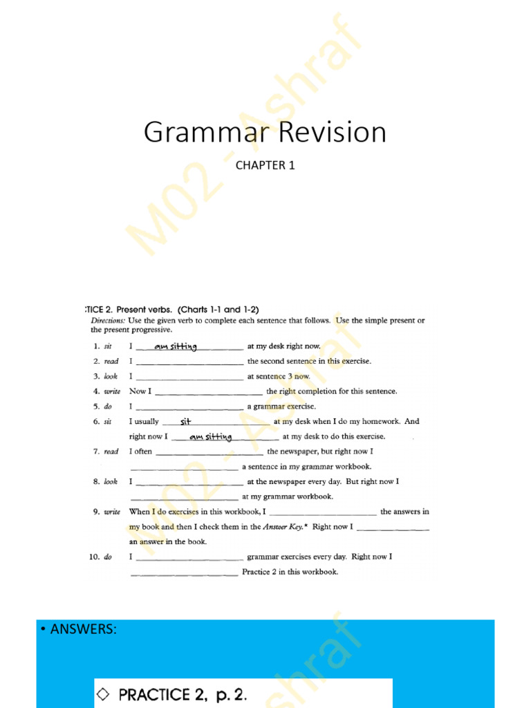 Grammar Revision ch1 Teacher | PDF