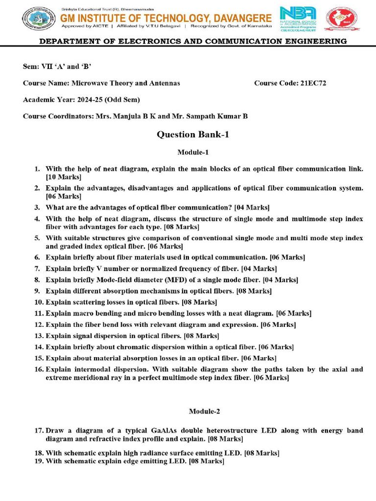 OWC Question Bank-1 21EC72 - Page-0001 | PDF
