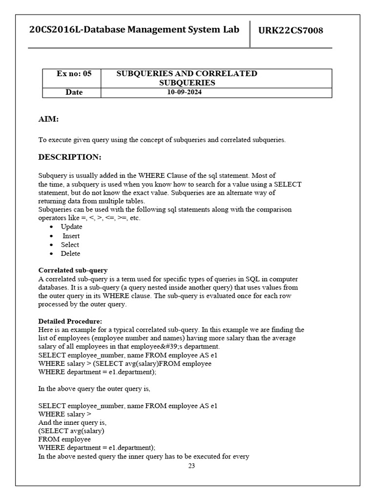 dbms ex5-1 | PDF | Information Technology Management | Sql