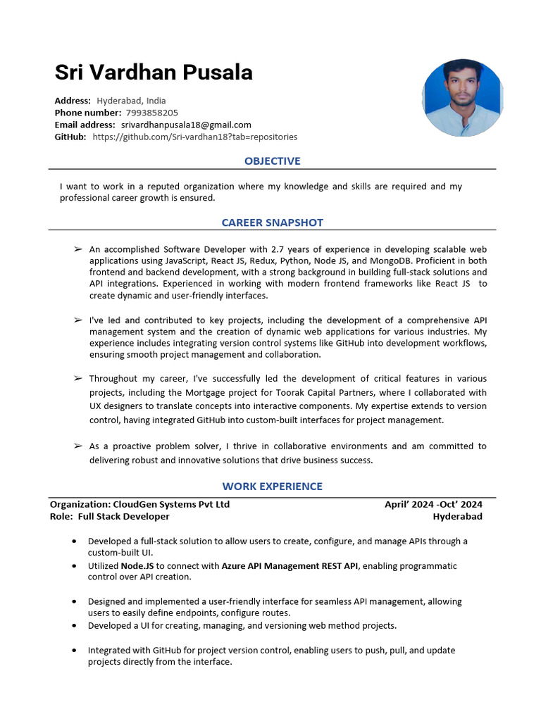 SRI-VARDHAN-RESUME | PDF | World Wide Web | Internet & Web