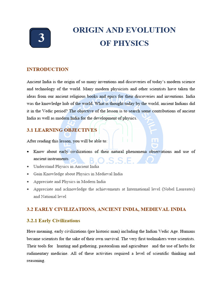 03 LN 03 Origin and Evolution of Physics | PDF | Gravity | Physics