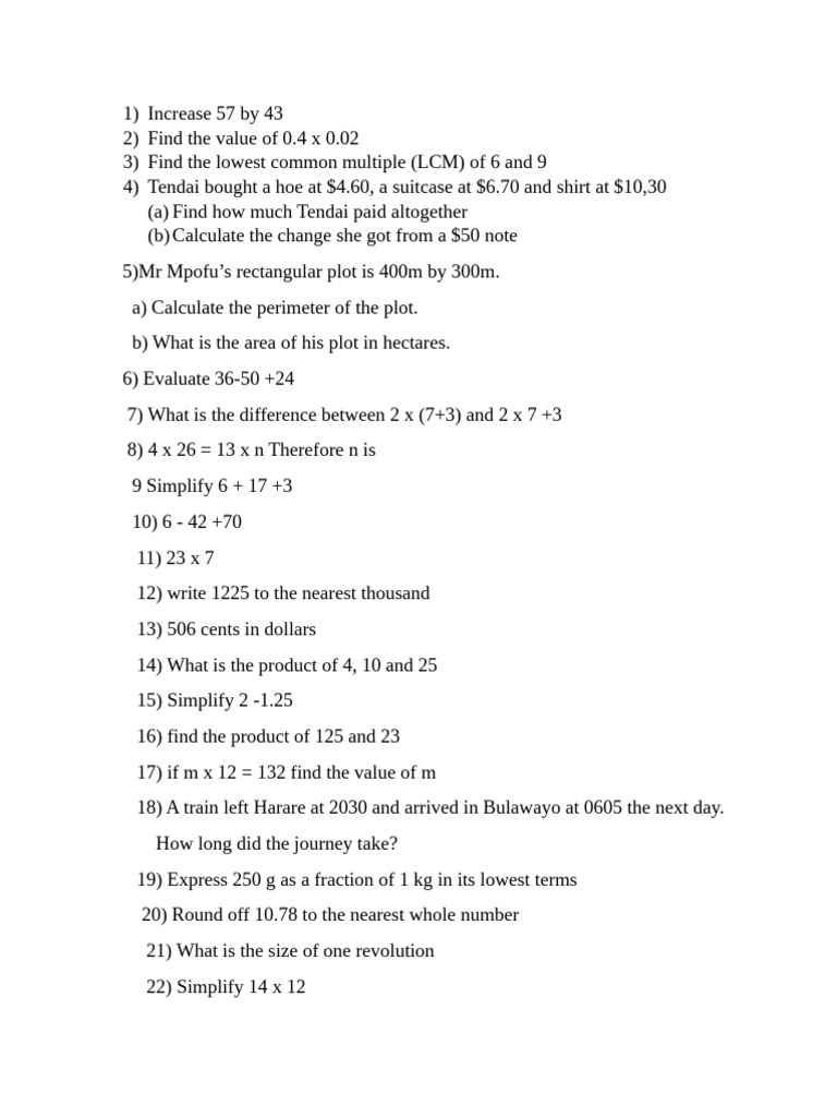 Advent Hope Academy Entrance Test | PDF