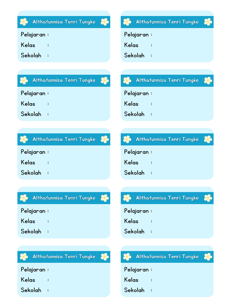 Warna Warni Minimalis Label Buku Sekolah Dokumen A4 | PDF