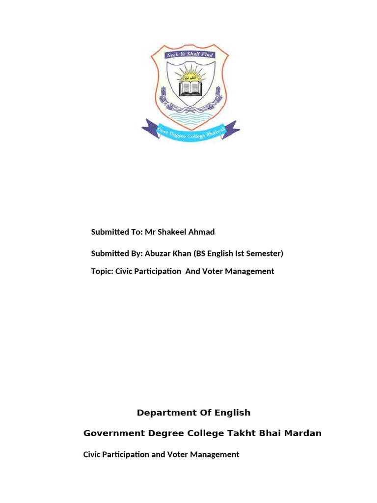 Civic Participation & Voter Management Insights | PDF | Civic ...