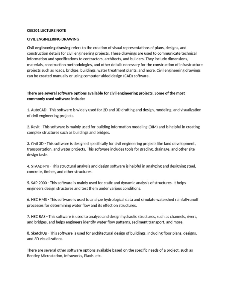 Civil Engineering Drawing Overview | PDF | Specification (Technical ...