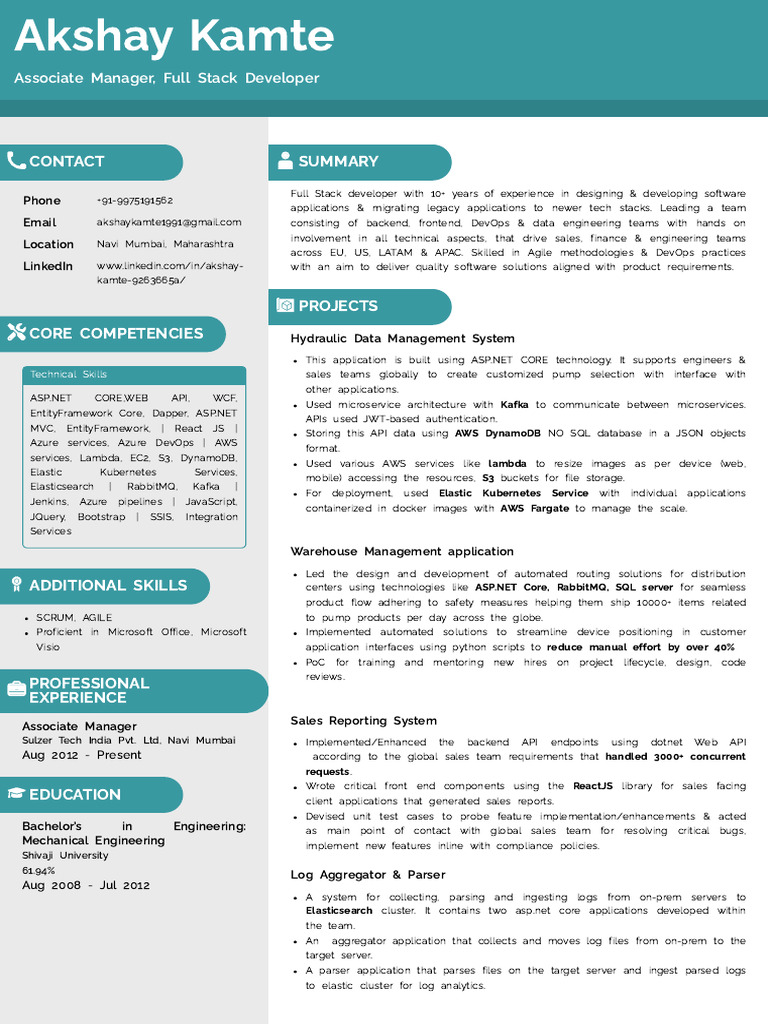 HyreSnap-Akshay Kamte Resume | PDF | Amazon Web Services | Entity Framework