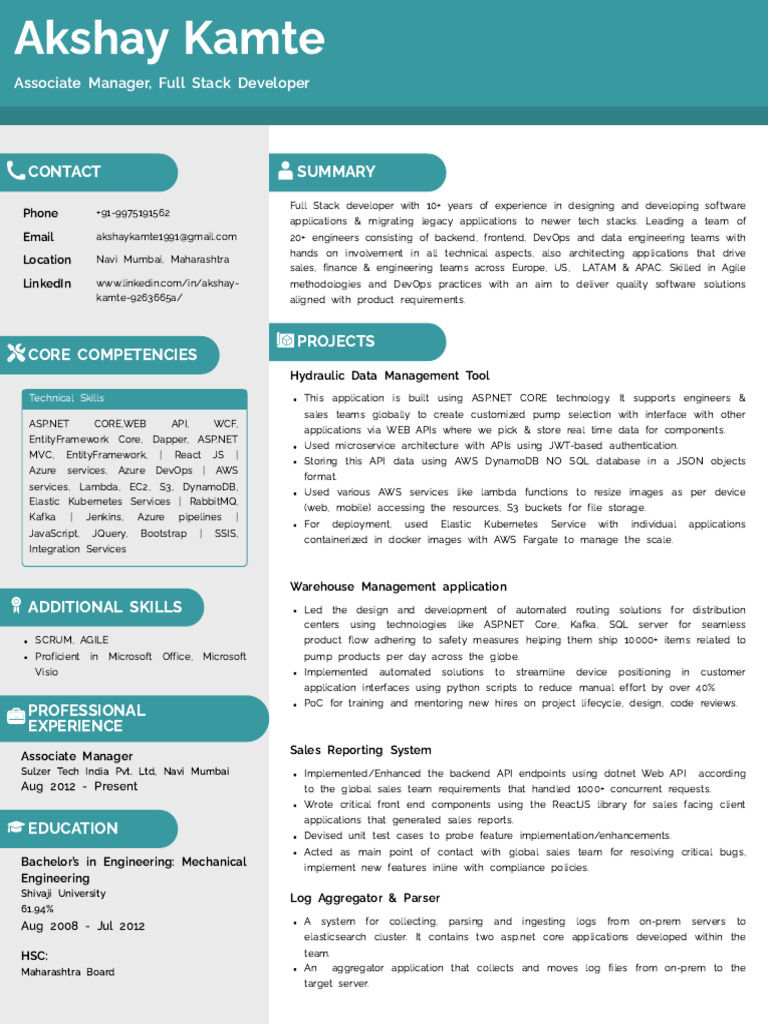 HyreSnap-Akshay Kamte Resume | PDF | Amazon Web Services | Entity Framework