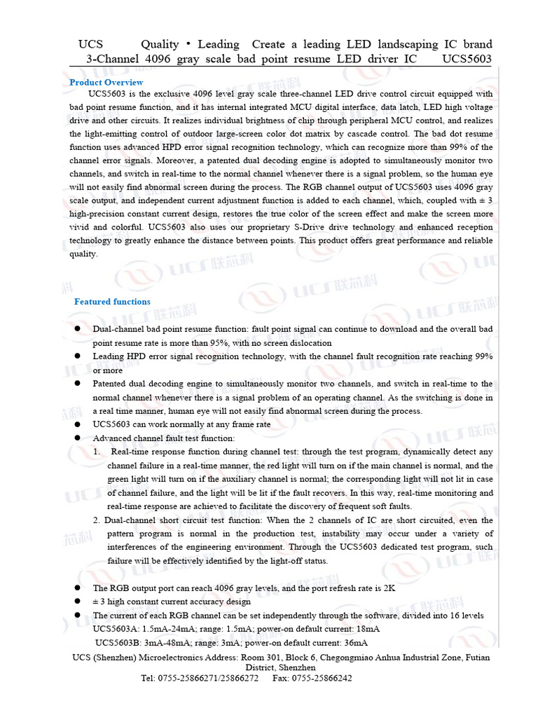 UCS5603-IC-Datasheet- NDF1617 PIXEL | PDF | Light Emitting Diode | Manufactured Goods