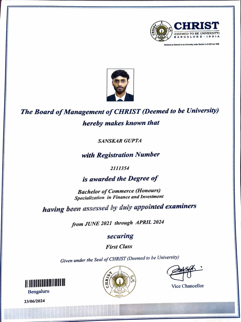 Sanskar Gupta Grad Degree | PDF