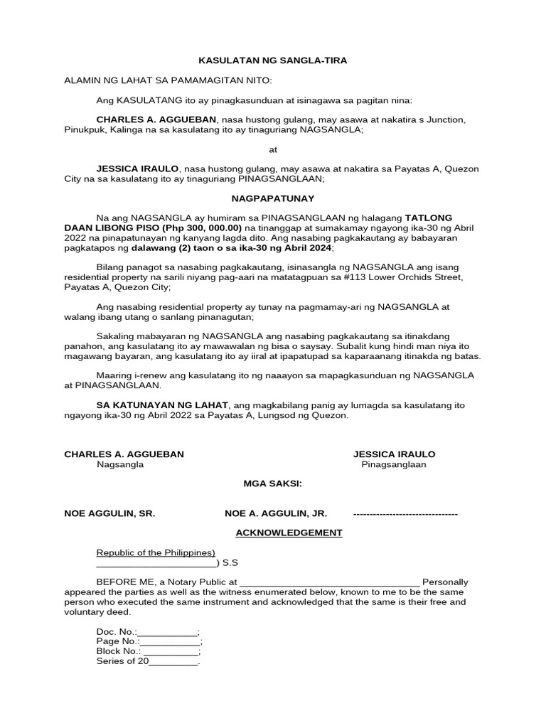 Sangla-Tira Contract Tagalog | PDF