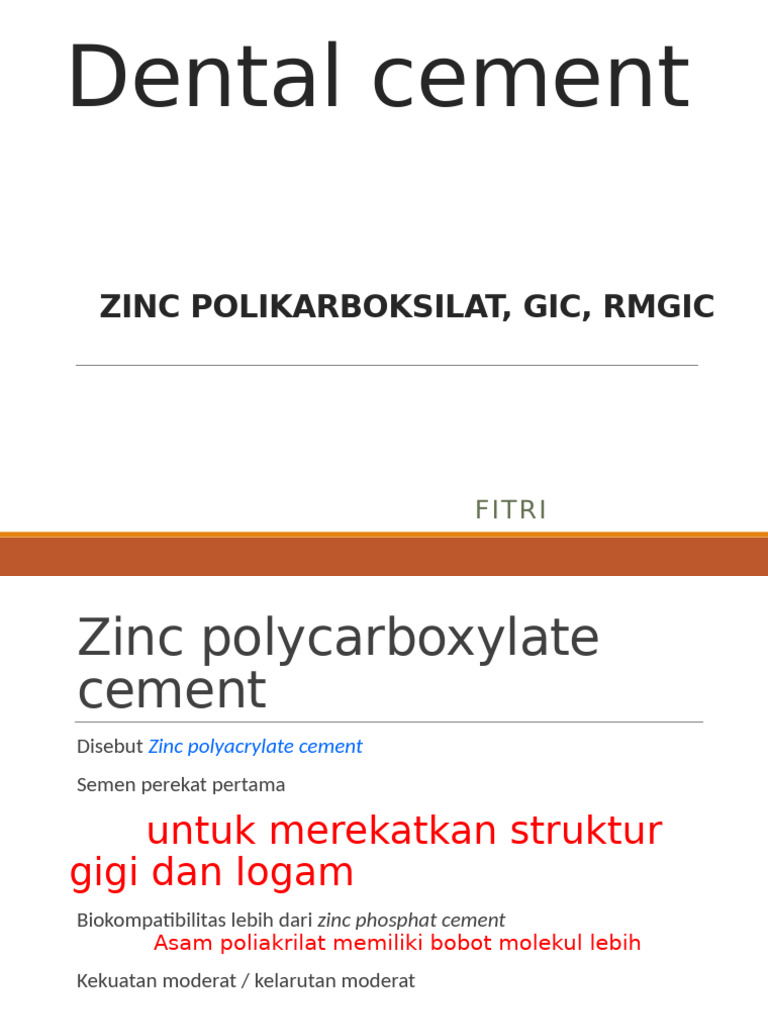 Dental Cement Gic Rmgic Zinc Polikarboksilat | PDF | Materials Science ...
