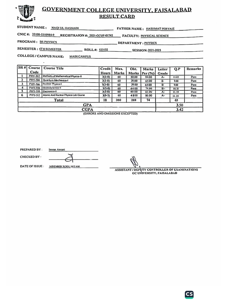 6th Sem Result | PDF