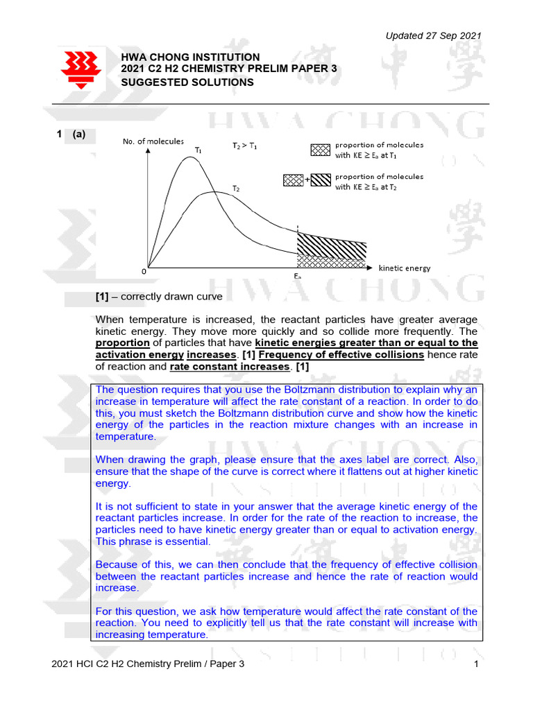 HCI 2021 Prelim Paper 3 Solutions | PDF | Reaction Rate | Atomic Nucleus