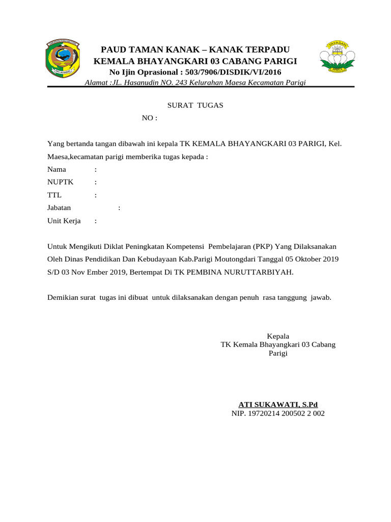 Surat Tugas PKG | PDF