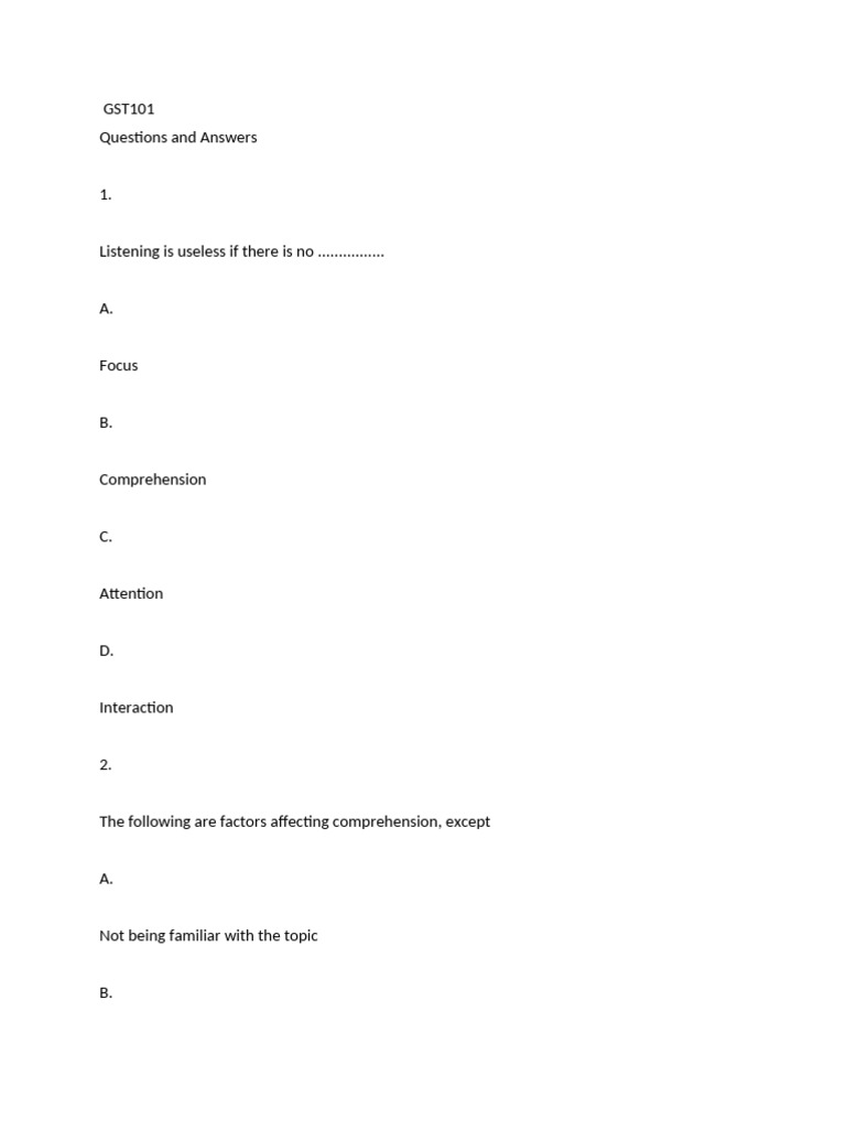 gst101 Past Question by Engr Shakirullah | PDF | Speed Reading | Cognition