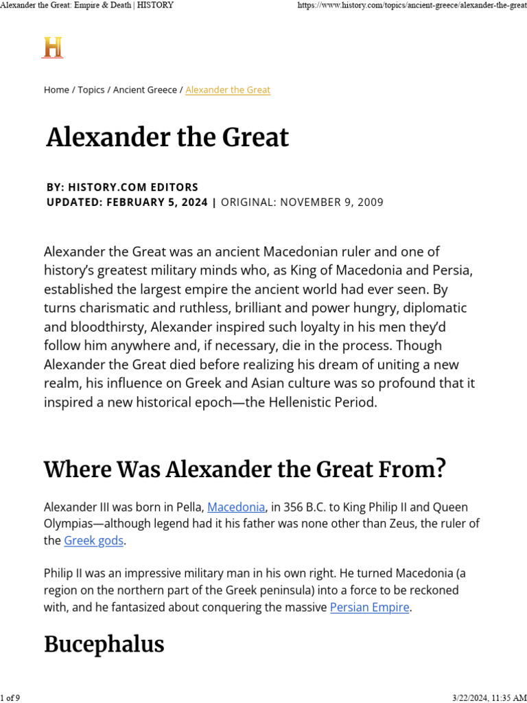 Alexander The Great Empire & Death HISTORY | PDF | Alexander The Great ...