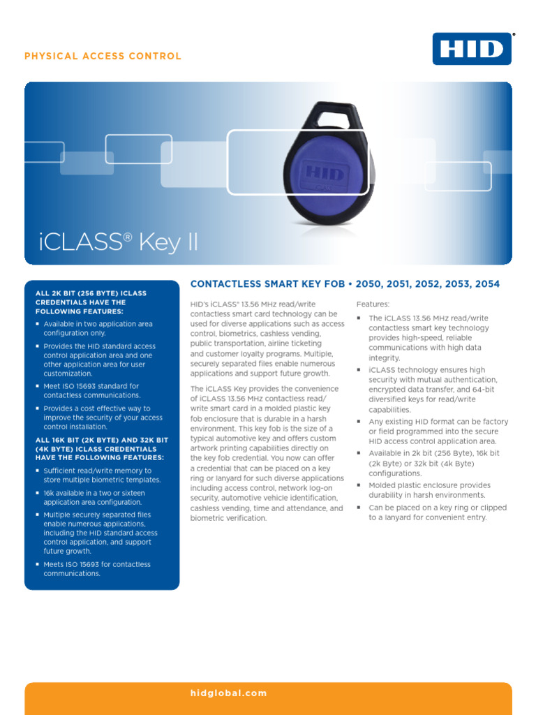 HID-iCLASS-205x-iCLASS-Key-II-pametni-ključ.html-pacs-iclass-key-ii-en | PDF | Access Control ...