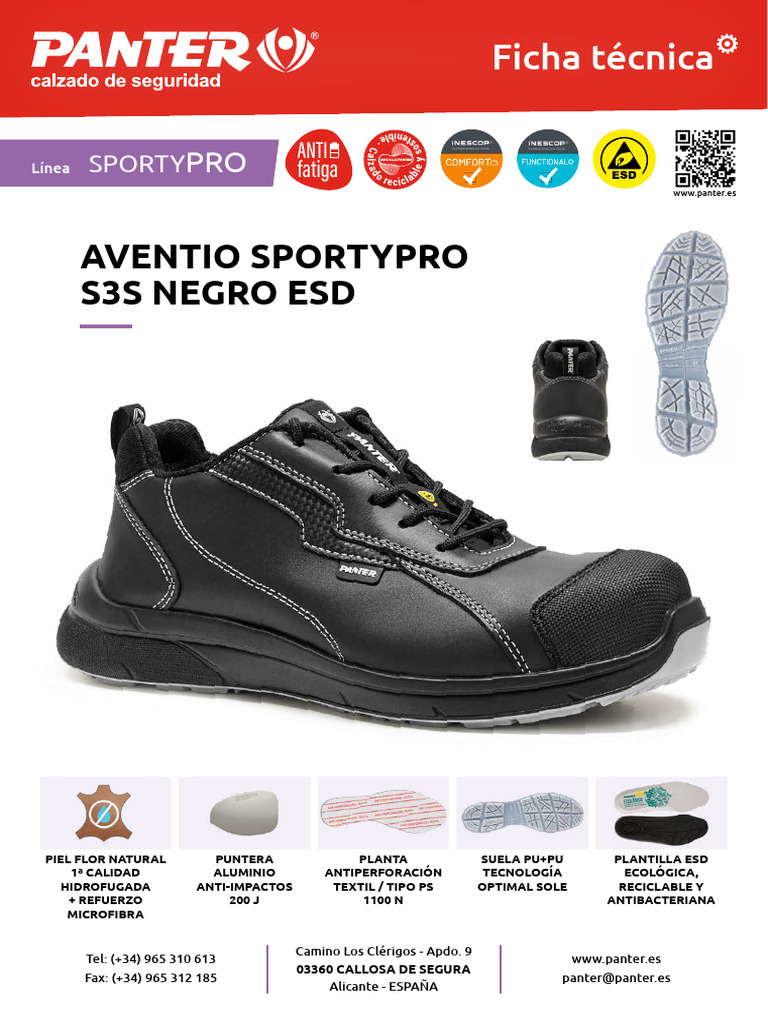 Ficha Técnica - Aventio Sportypro S3S Negro Esd - Ed20240422 | PDF ...