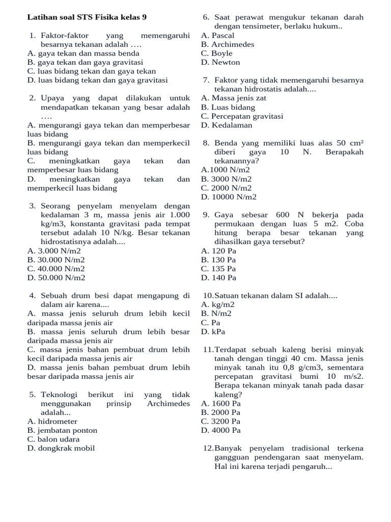 Latihan Soal PTS Fisika Kelas 9 | PDF