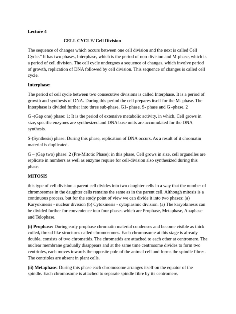 biology lecture 4 mitosis meiosis | PDF | Meiosis | Mitosis