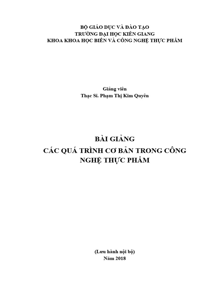 BG CAC QUA TRINH CB TRONG CNTP (L1) | PDF