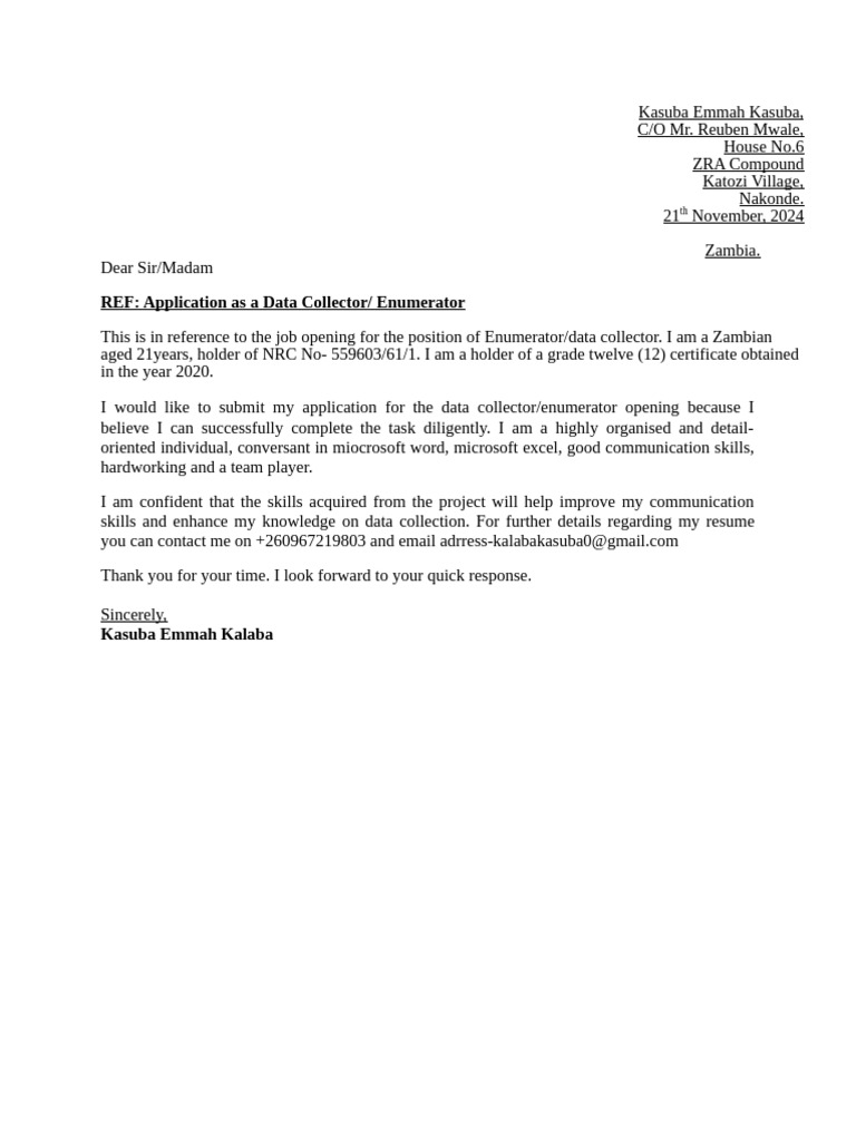Kasuba K-Cover Letter | PDF