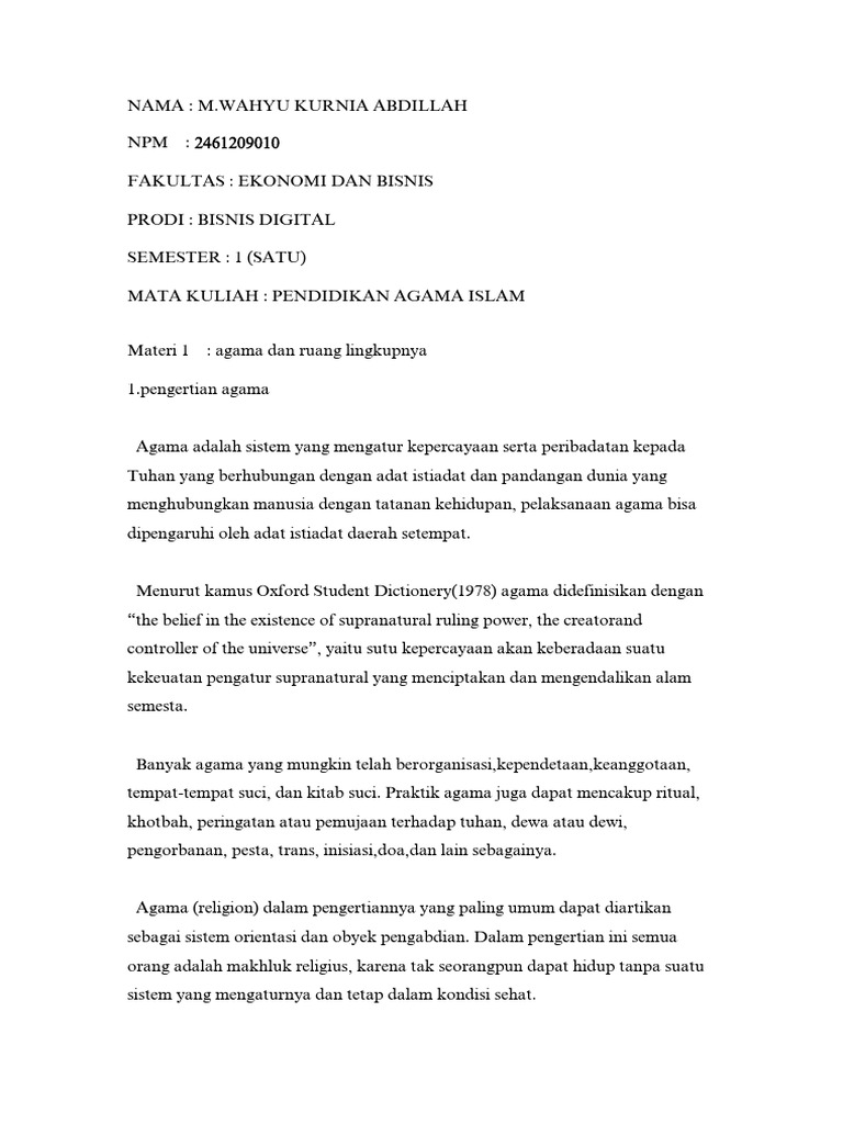 Matkul Agama Islam | PDF