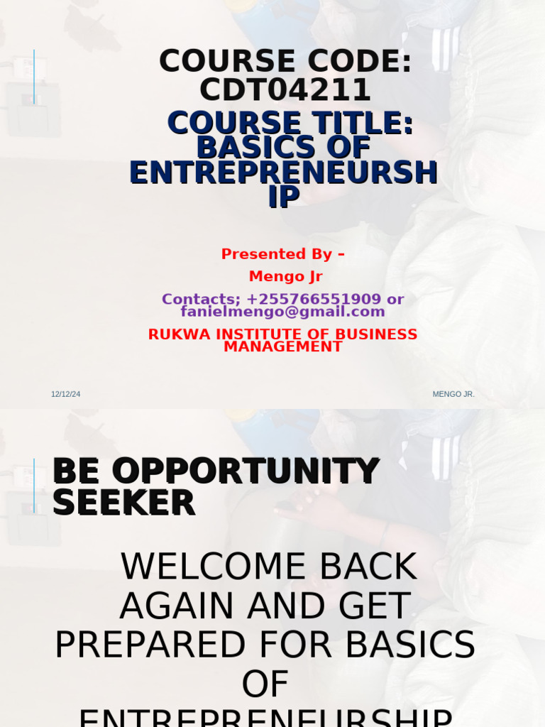 Basic of Entrepreneurship | PDF | Partnership | Entrepreneurship