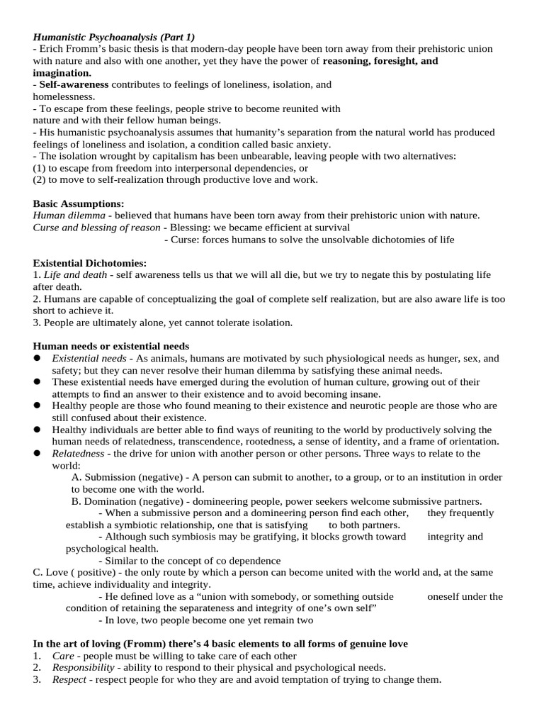 Humanistic Psychoanalysis | PDF | Psychotherapy | Sadomasochism