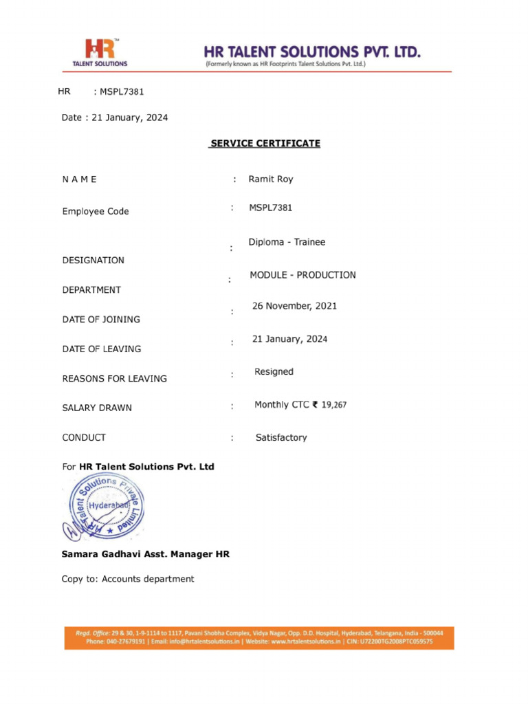 Share Service Certificate | PDF