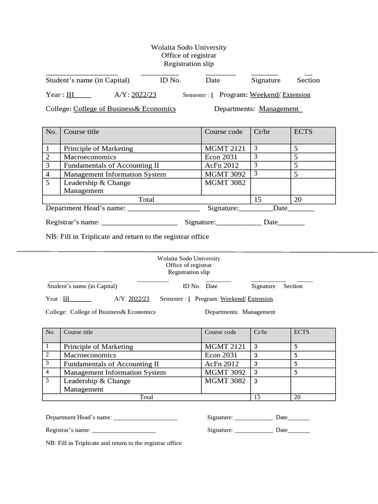 Year 3 Sem 2 Week Slip | PDF | Economies