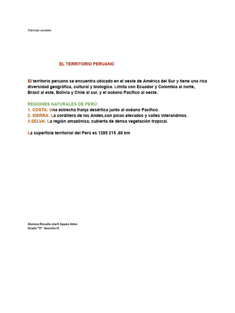 Geografía del Territorio Peruano | PDF